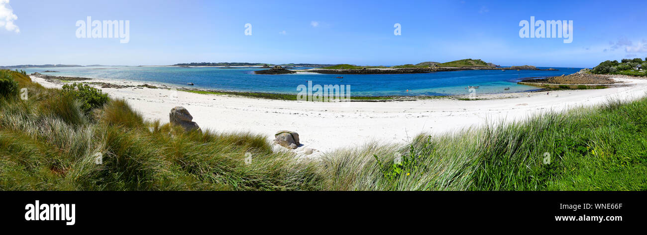A panorama shot looking towards Tean island and Tresco Island from Neck ...