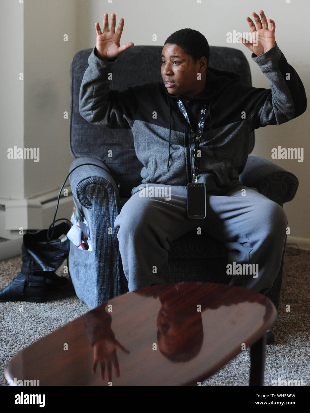 Timothy Stroye speaks about hos he had his hands in the air in jail ...