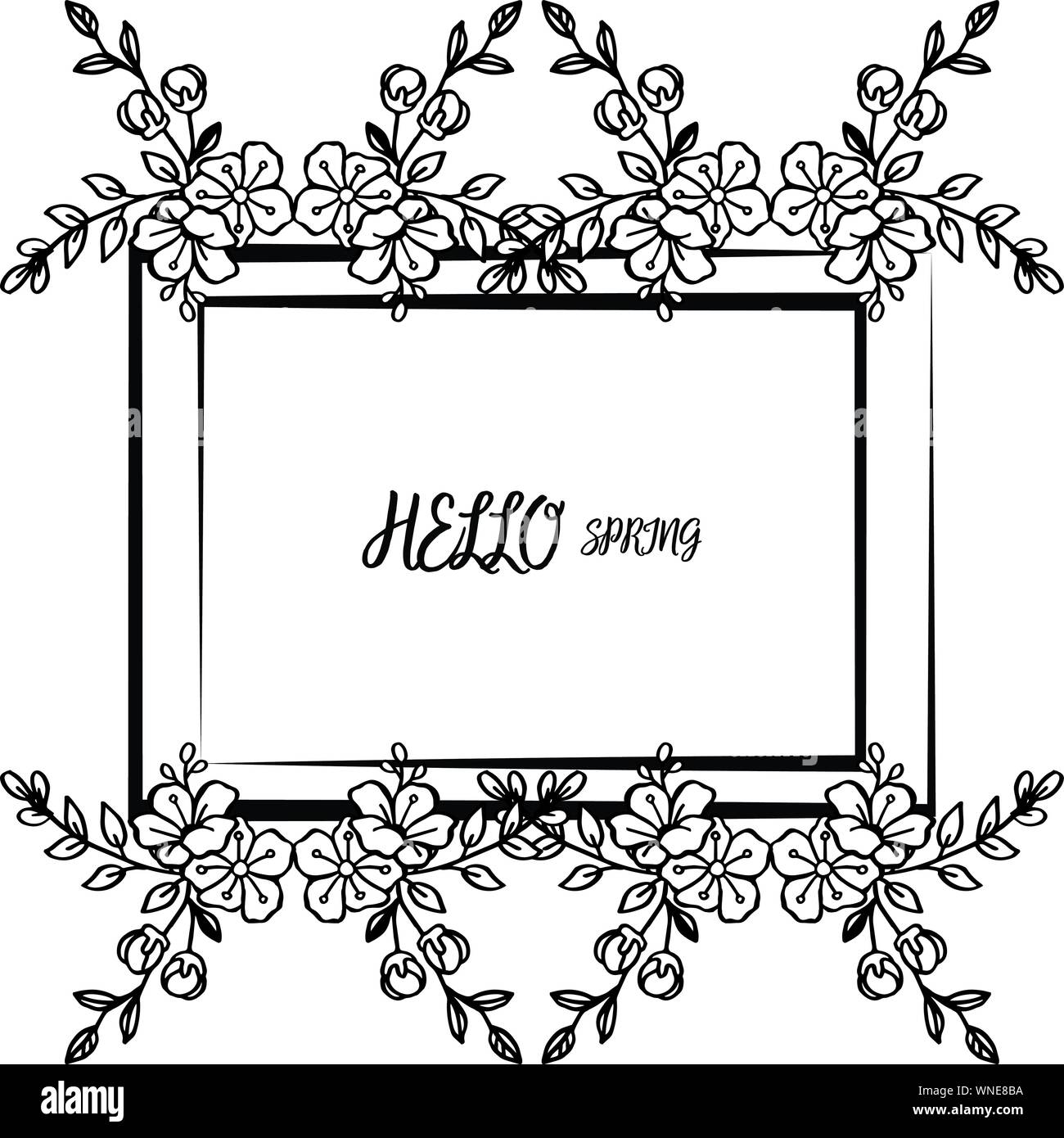 Collection card of hello spring, with various shape leaf flower frame ...