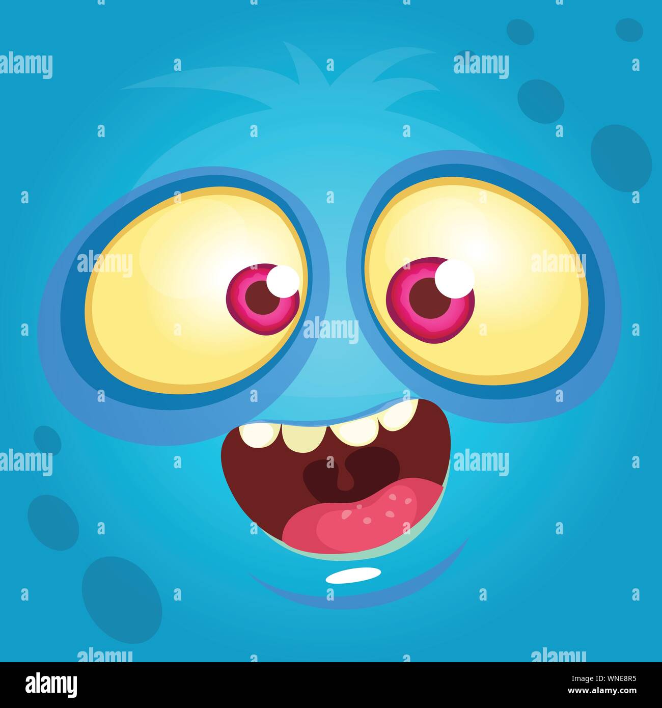 Cartoon monster face. Vector Halloween blue monster avatar Stock Vector ...