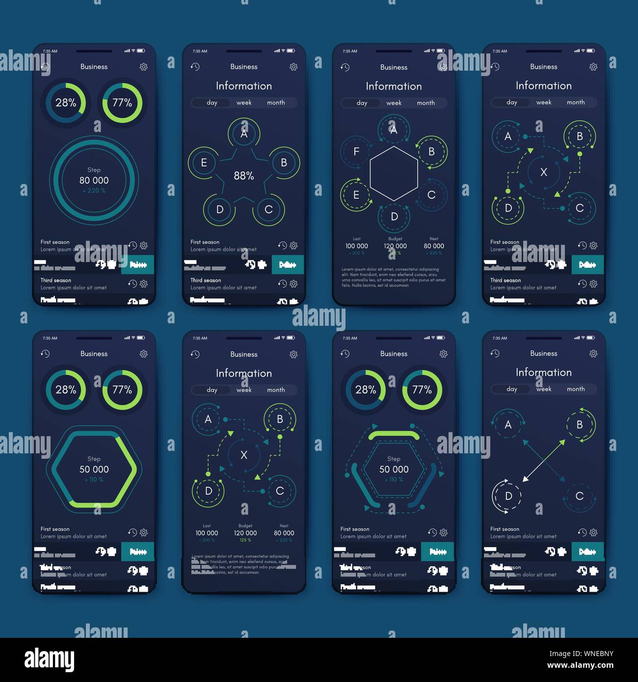 Different UI, UX, GUI screens and flat web icons for mobile apps ...
