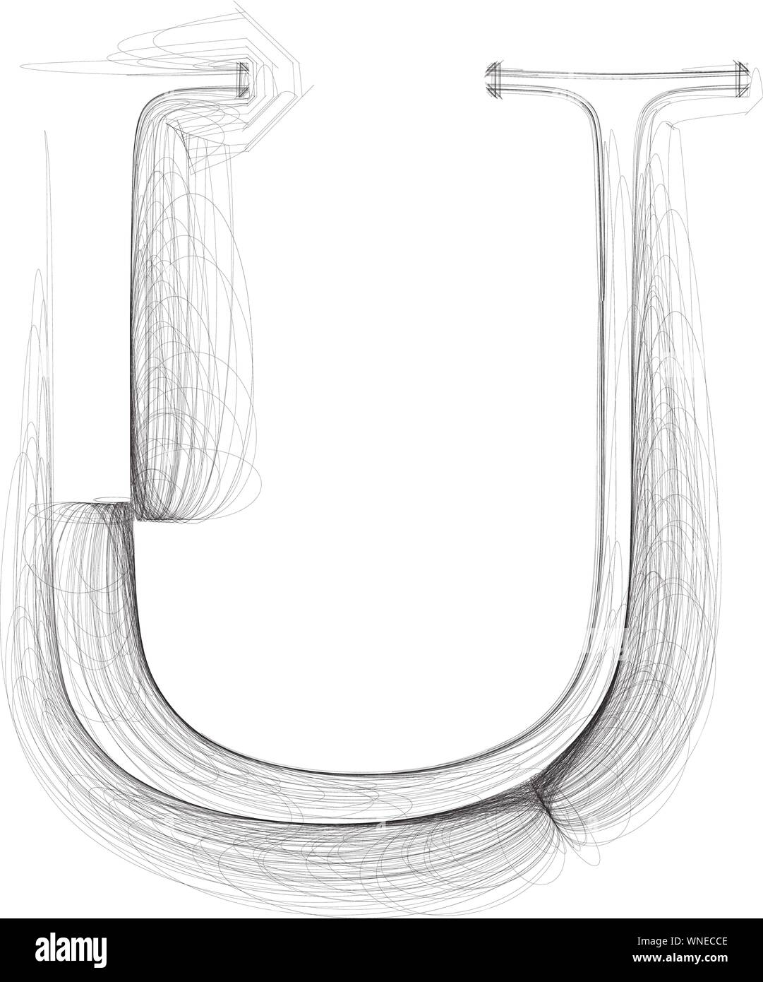 Hand draw font. LETTER U. Vector illustration Stock Vector Image & Art ...