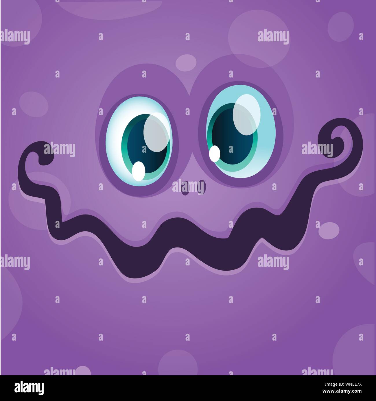 Cartoon monster face. Vector Halloween violet monster avatar Stock ...