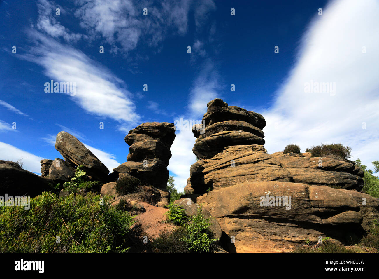 The Gritstone rock formations at Brimham Rocks, Nidderdale, North ...