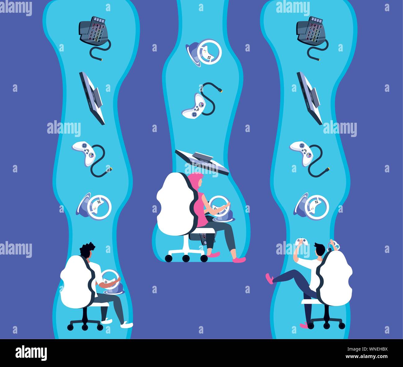 group of friends playing video game entertainment vector illustration ...