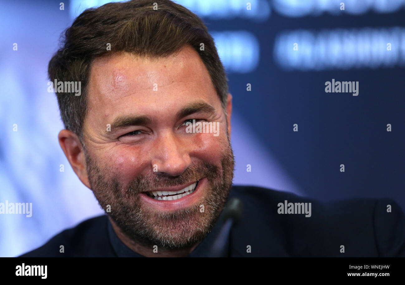 Eddie Hearn during a press conference at The Hilton London Syon Park ...