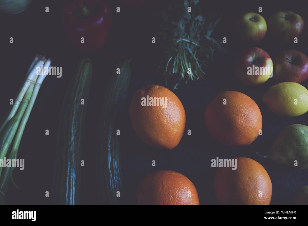 Closeup shot of different fruits and vegetables near each other Stock ...
