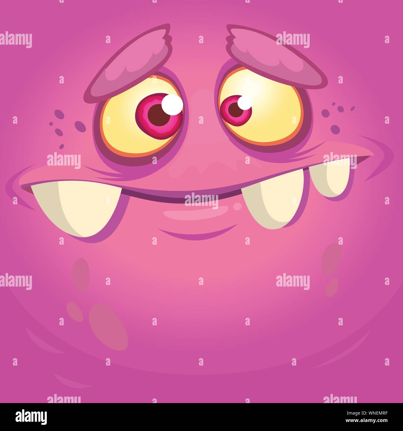 Cartoon monster face. Vector Halloween pink monster avatar Stock Vector ...