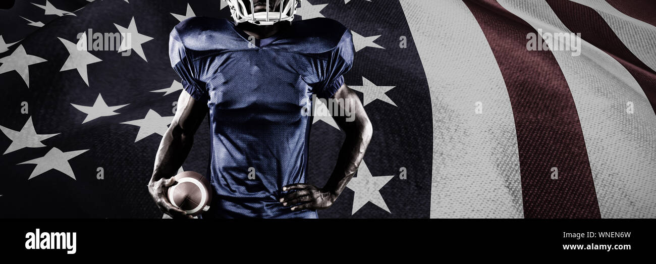 Composite image of strong rugby player Stock Photo - Alamy