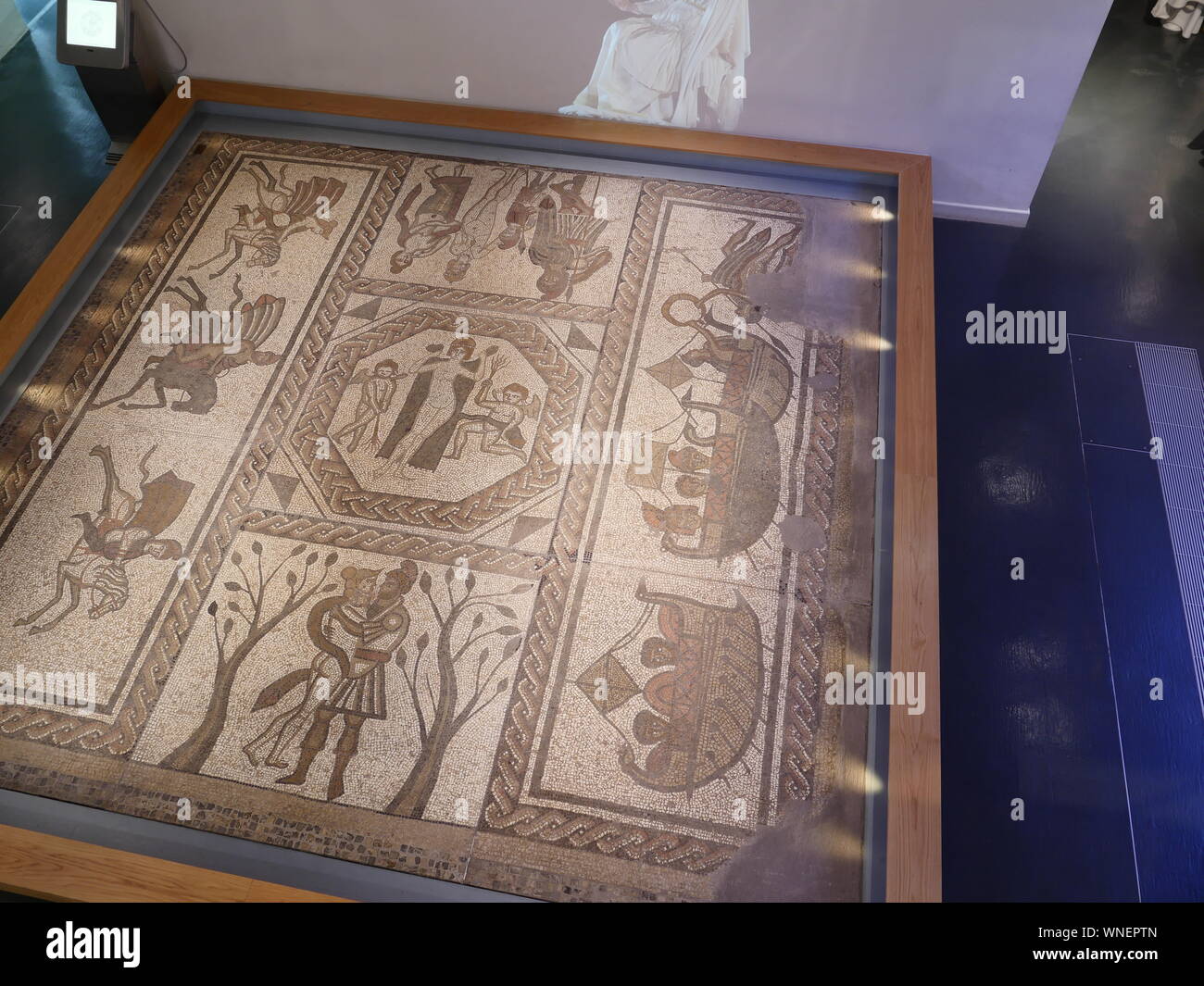 Low Ham Roman Mosaic, Dido and Aeneas, photographed in Somerset County ...