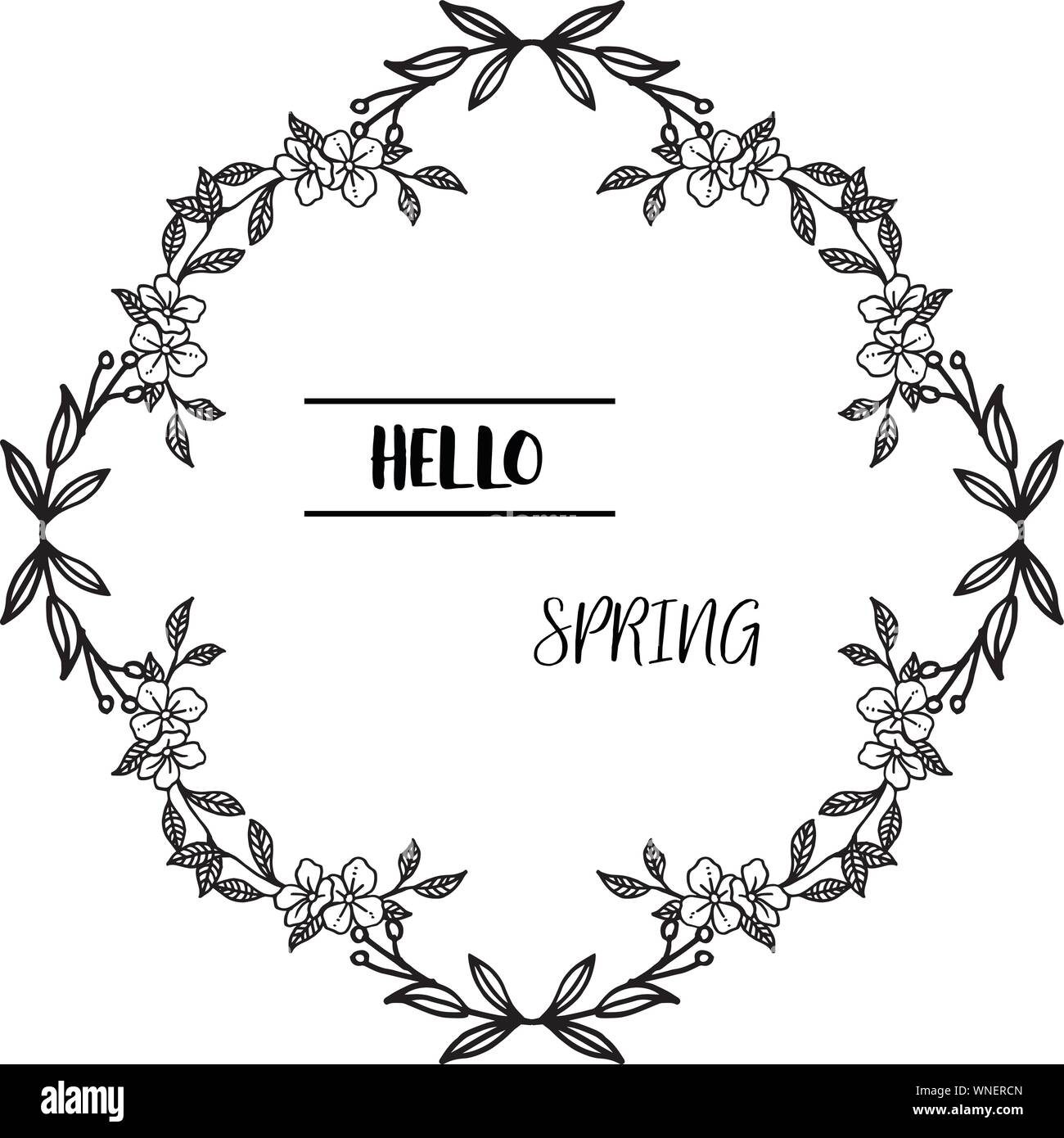 Banner template of hello spring, with motif for border of flower frame ...