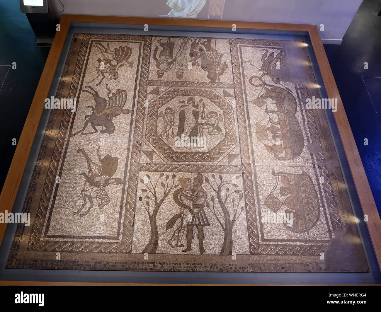 Low Ham Roman Mosaic, Dido and Aeneas, photographed in Somerset County ...