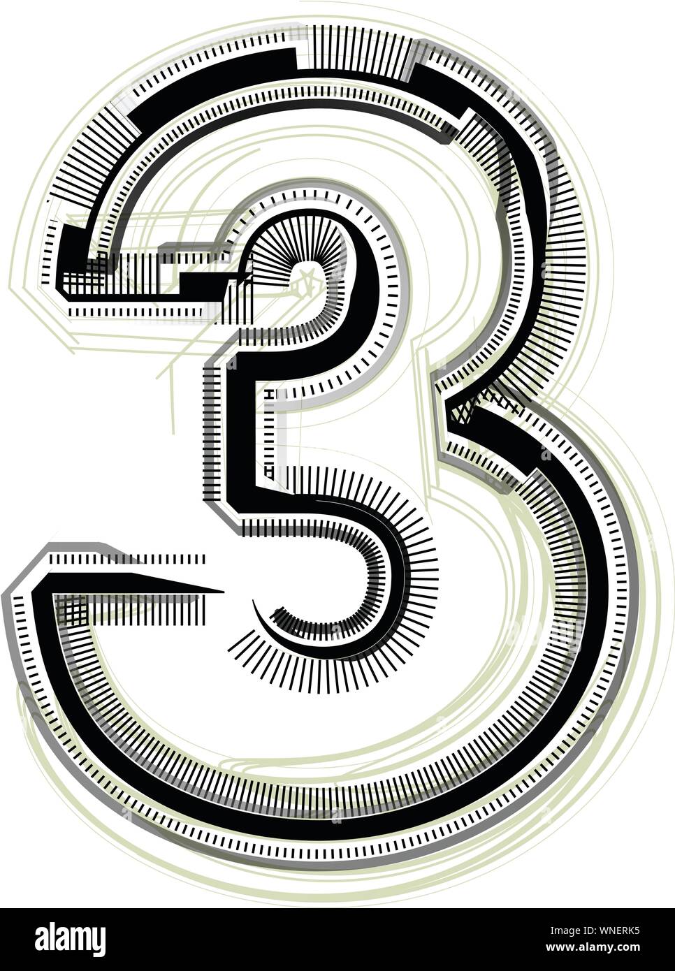 technological font. Number 3 Stock Vector Image & Art - Alamy