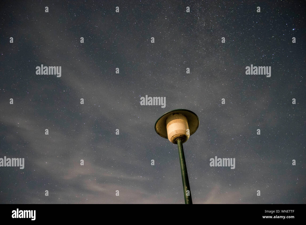 Beautiful street lamps with the milky way in the background at night ...