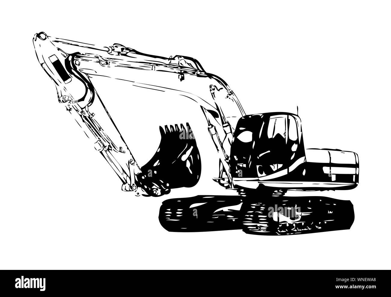 Excavator illustration isolated art Stock Photo - Alamy
