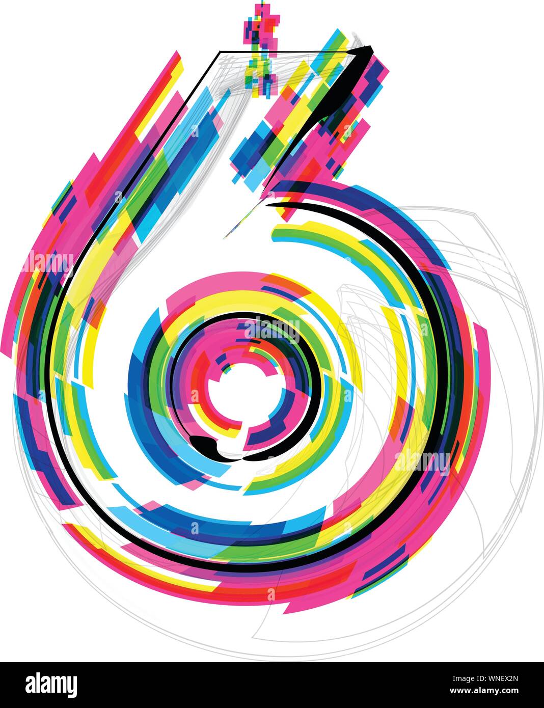 font Illustration. Number 6. Vector illustration Stock Vector Image ...