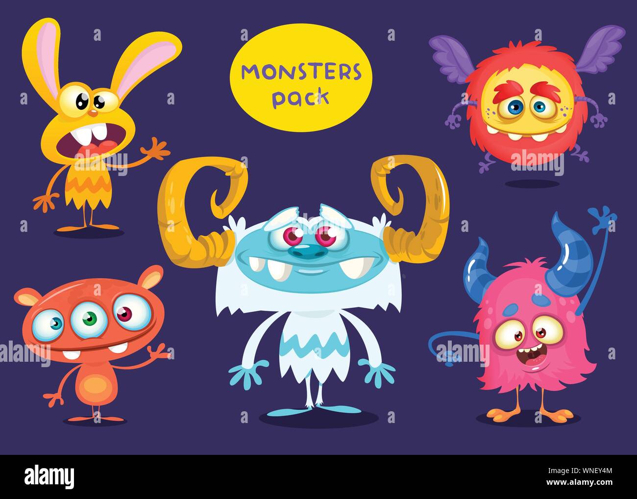 Cartoon Monsters. Vector set of cartoon monsters isolated Stock Vector ...