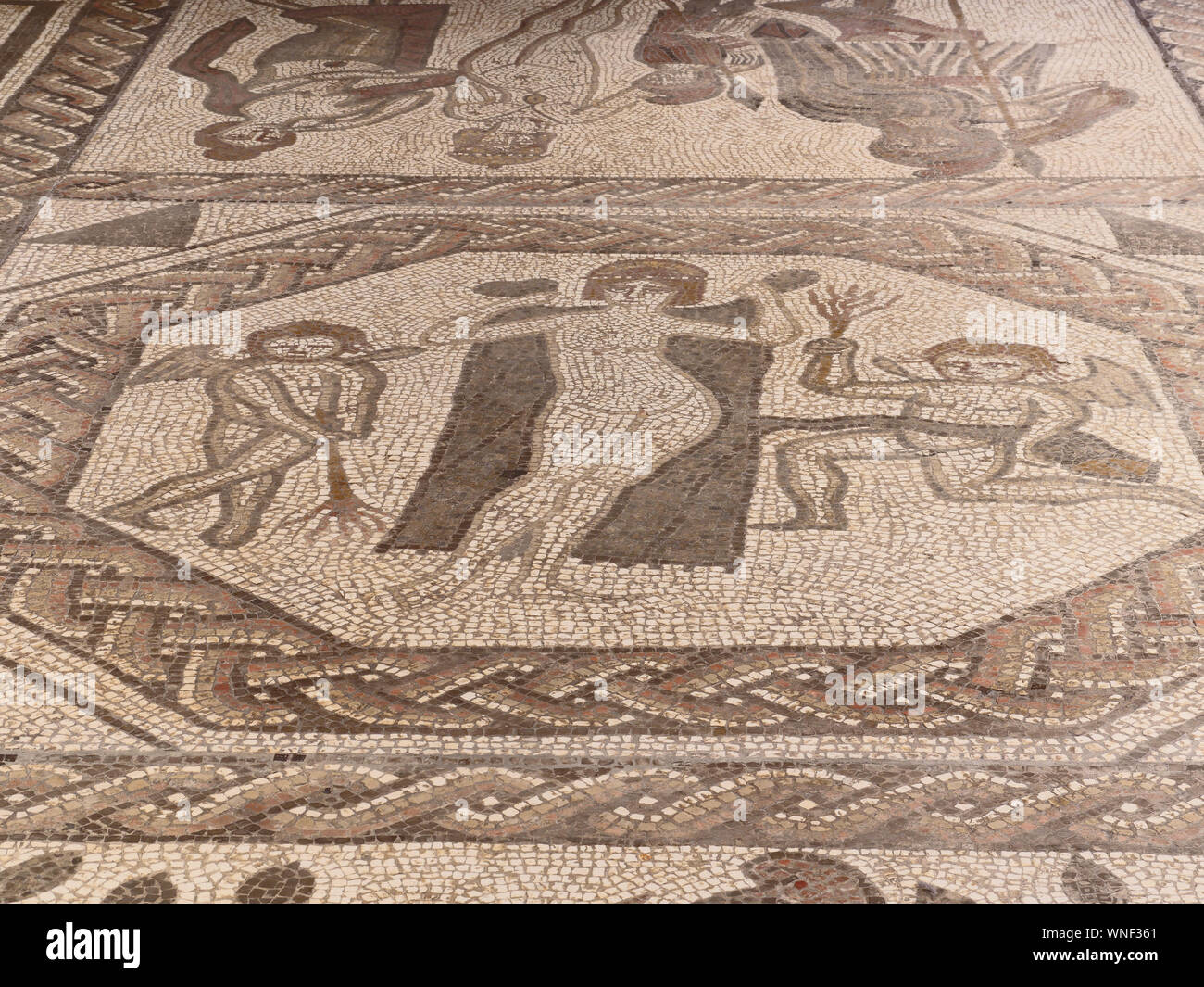 Low Ham Roman Mosaic, Dido and Aeneas, photographed in Somerset County ...