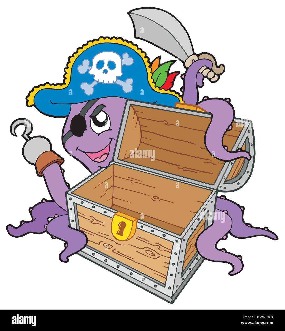 Pirate octopus with chest Stock Vector Image & Art - Alamy