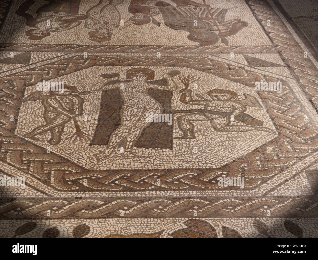 Low Ham Roman Mosaic, Dido and Aeneas, photographed in Somerset County ...