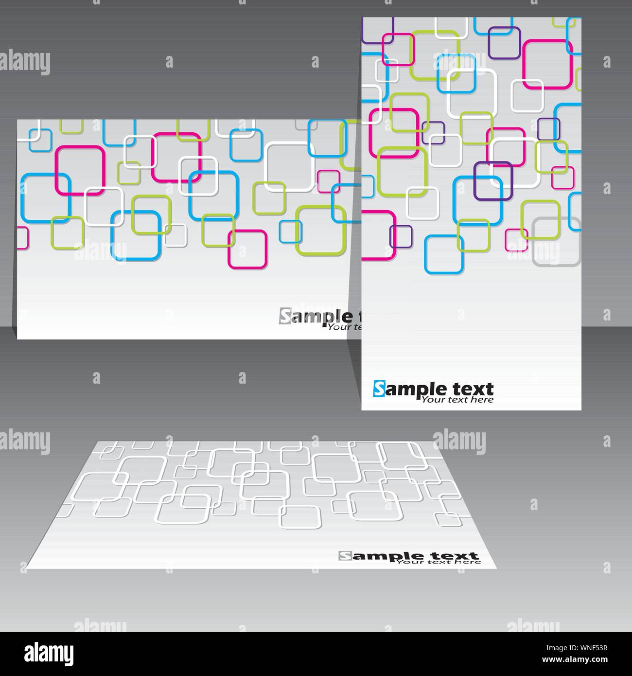 Cool rounded rectangular design business card set Stock Vector Image ...