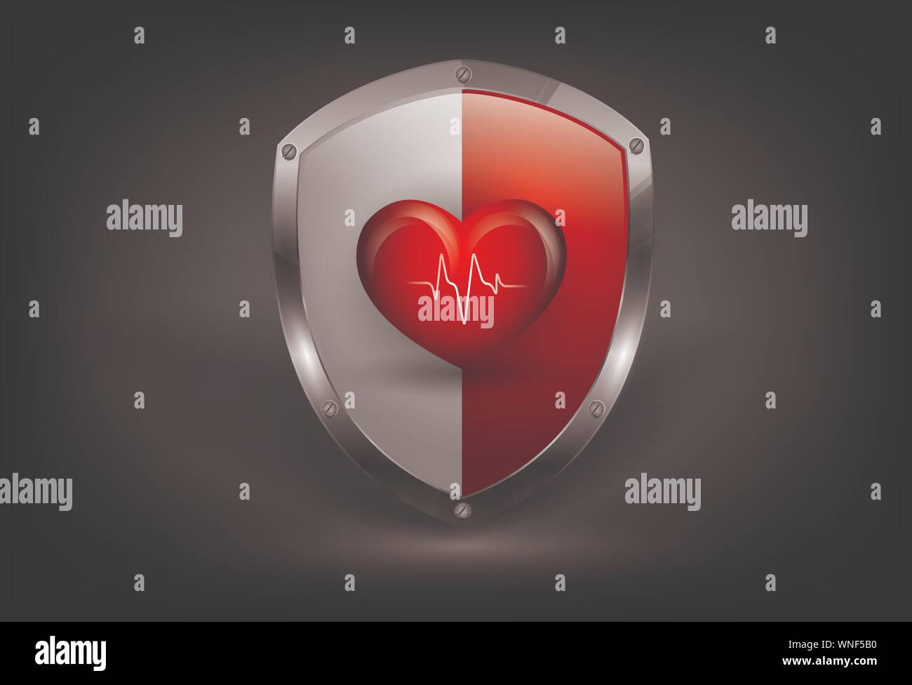 vector colorful shield with heart and pulse Stock Vector Image & Art ...