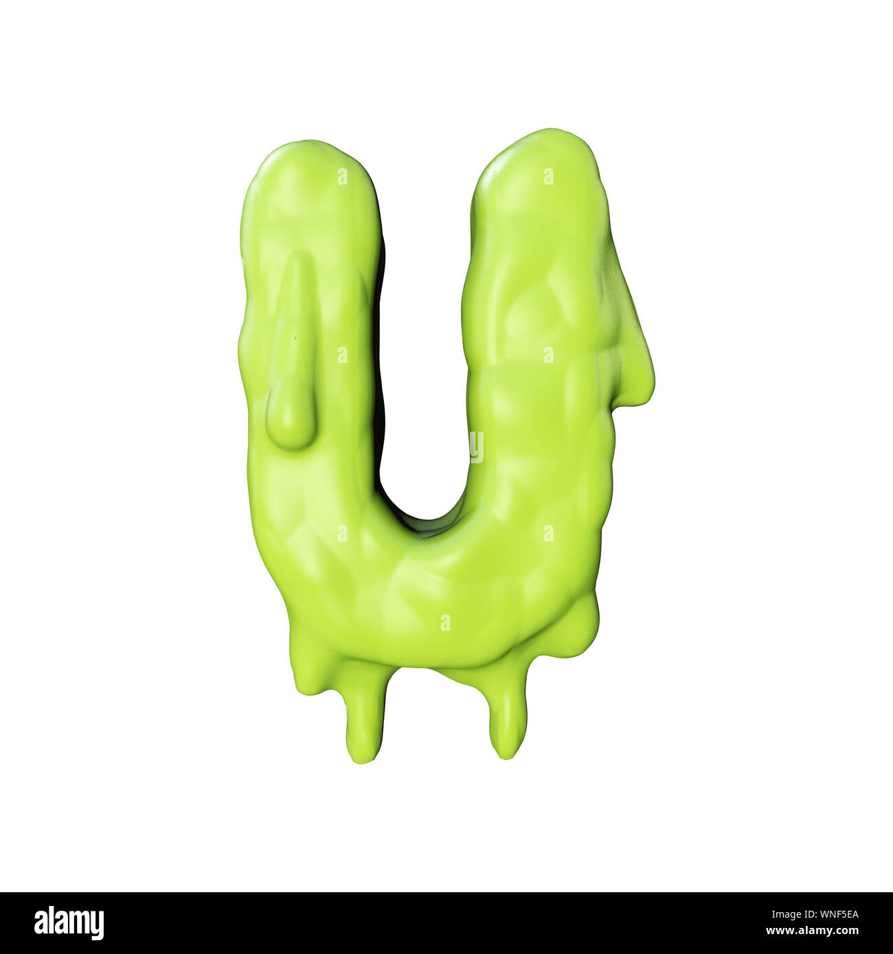 Letter U green slime oozing halloween font. 3D Rendering Stock Photo ...