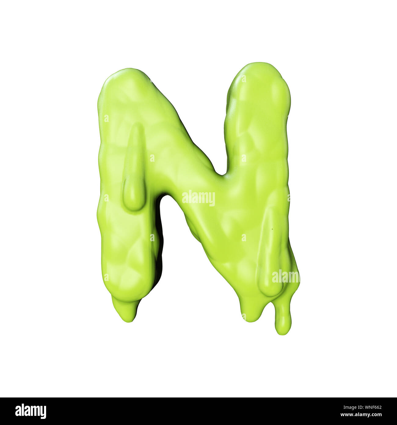 Letter N green slime oozing halloween font. 3D Rendering Stock Photo ...