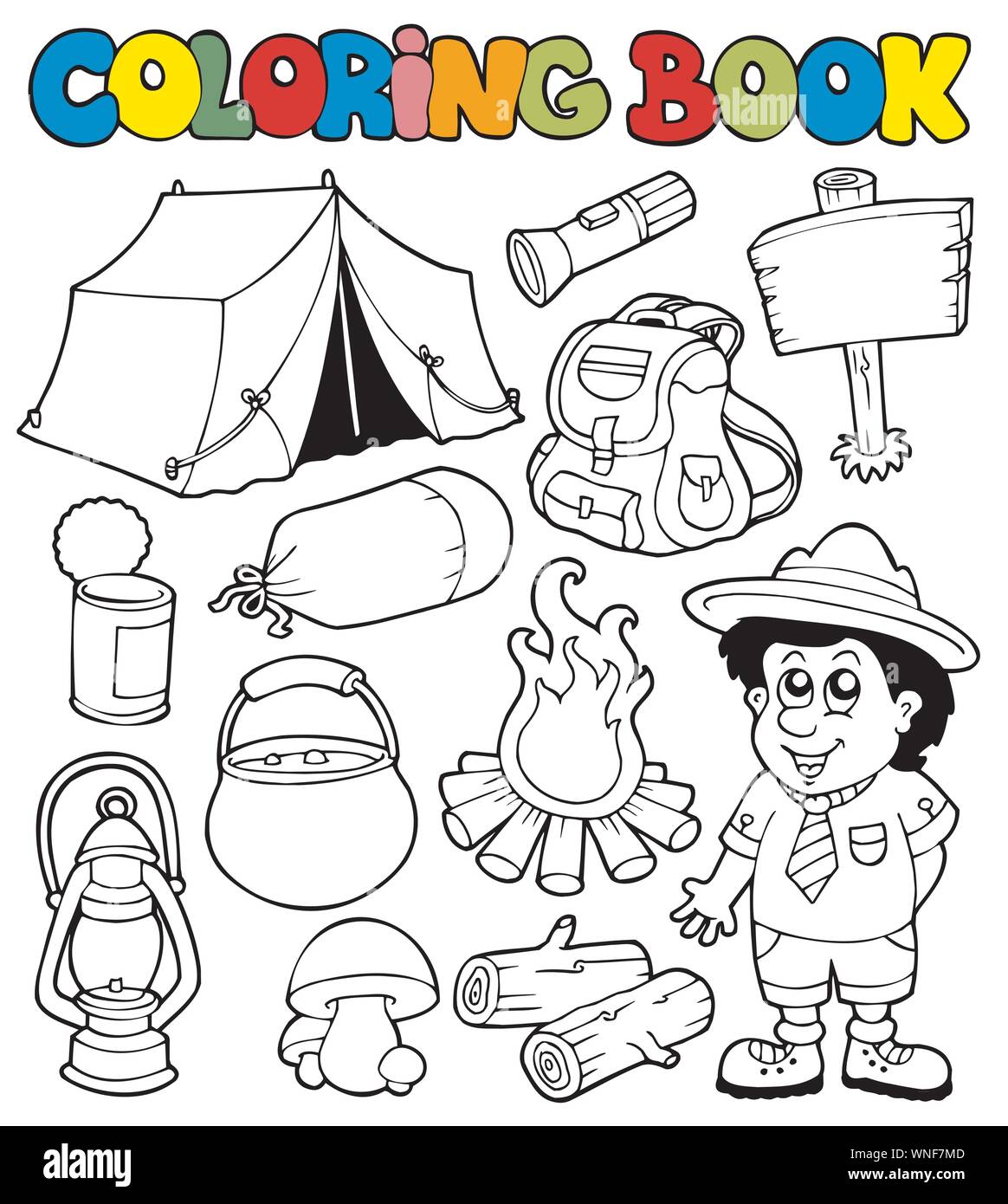 Coloring book with camping images Stock Vector Image & Art - Alamy