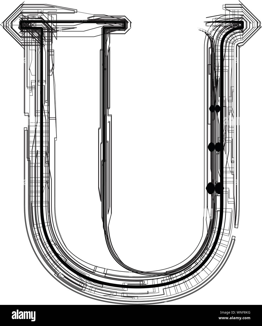 technological font. LETTER U Stock Vector Image & Art - Alamy