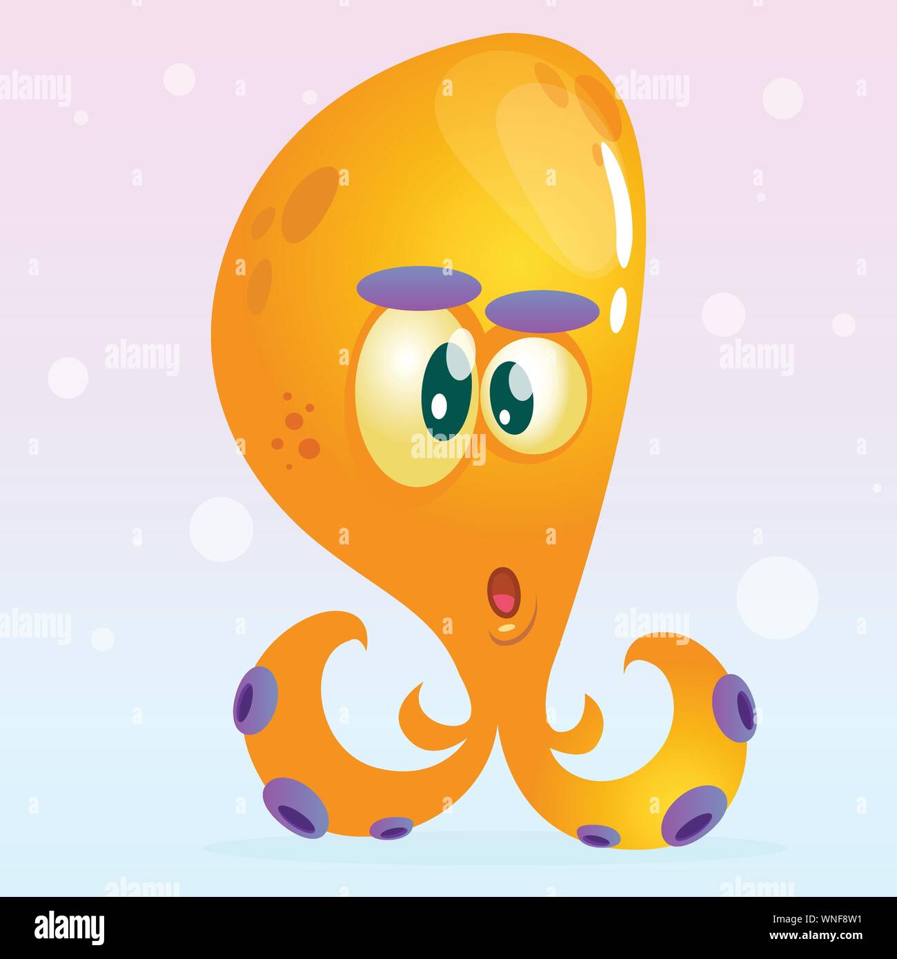 Cute cartoon octopus character. Vector Halloween yellow octopus ...
