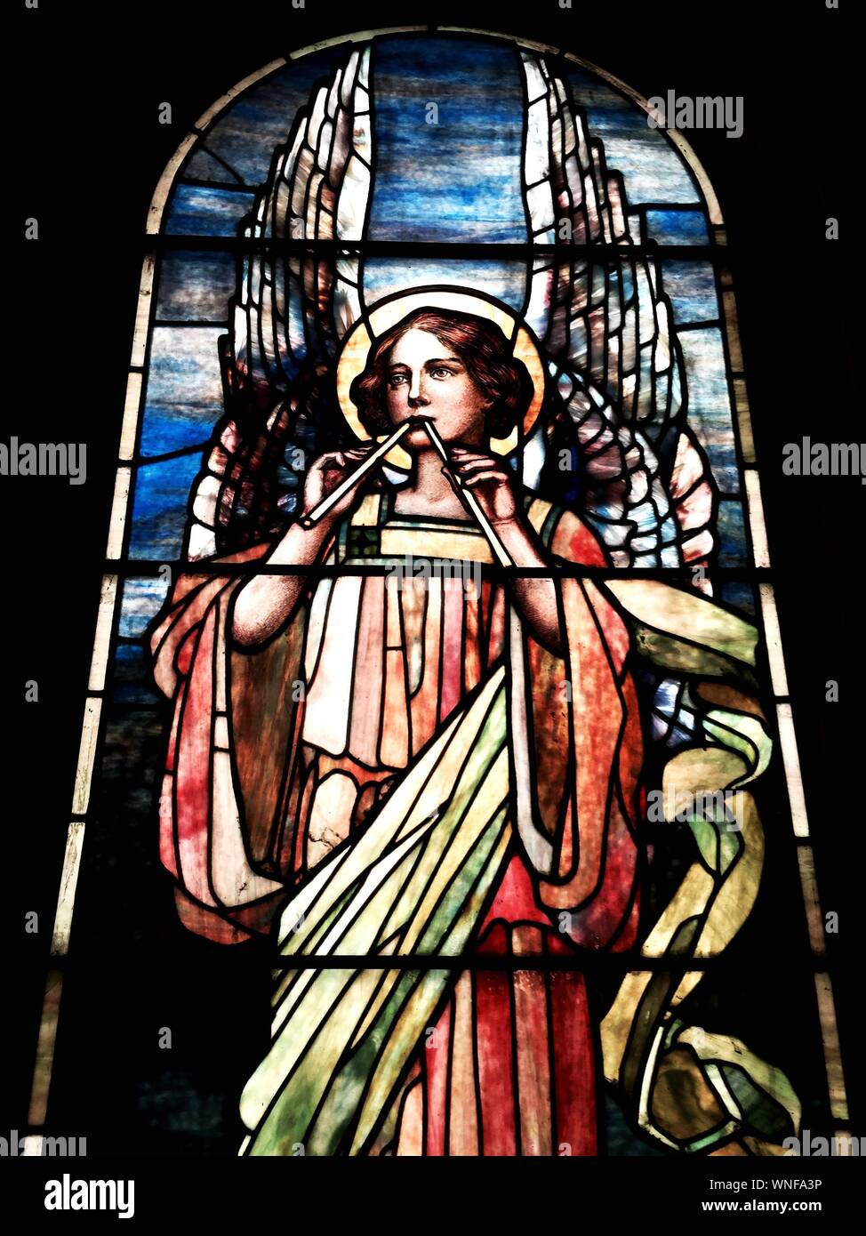 Stained glass angel window hi-res stock photography and images - Alamy