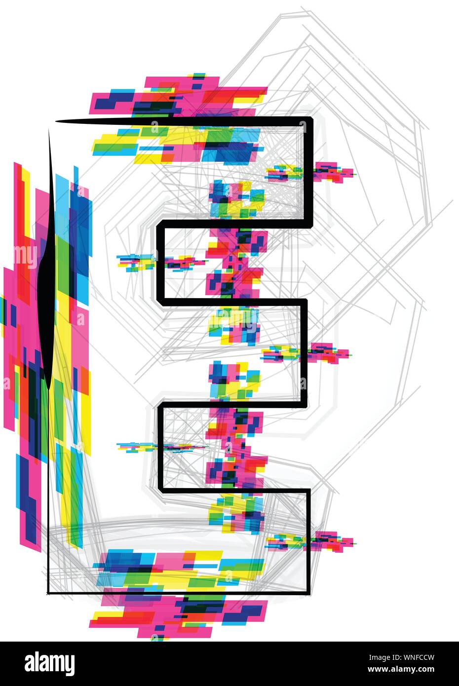 Font Illustration. LETTER E. Vector illustration Stock Vector Image ...