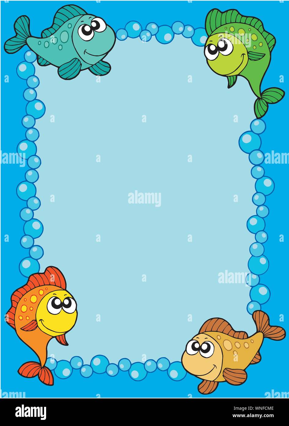Cute frame with fishes and bubbles Stock Vector Image & Art - Alamy