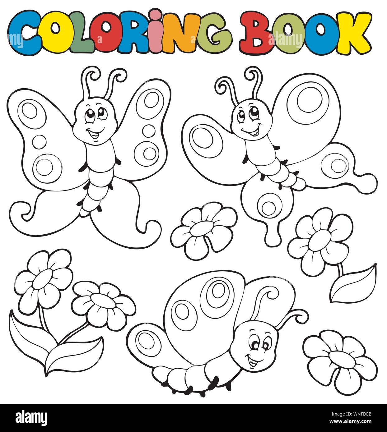 Coloring book with butterflies 1 Stock Vector Image & Art - Alamy
