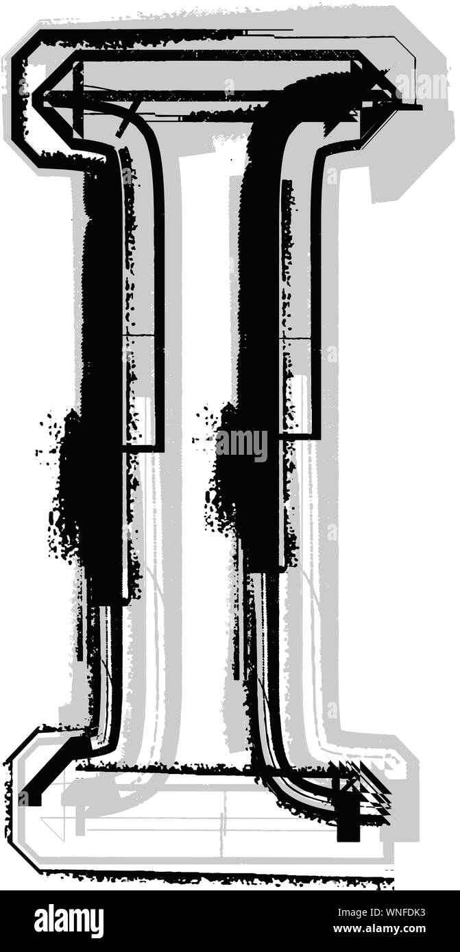 Grunge font. Letter I Stock Vector Image & Art - Alamy