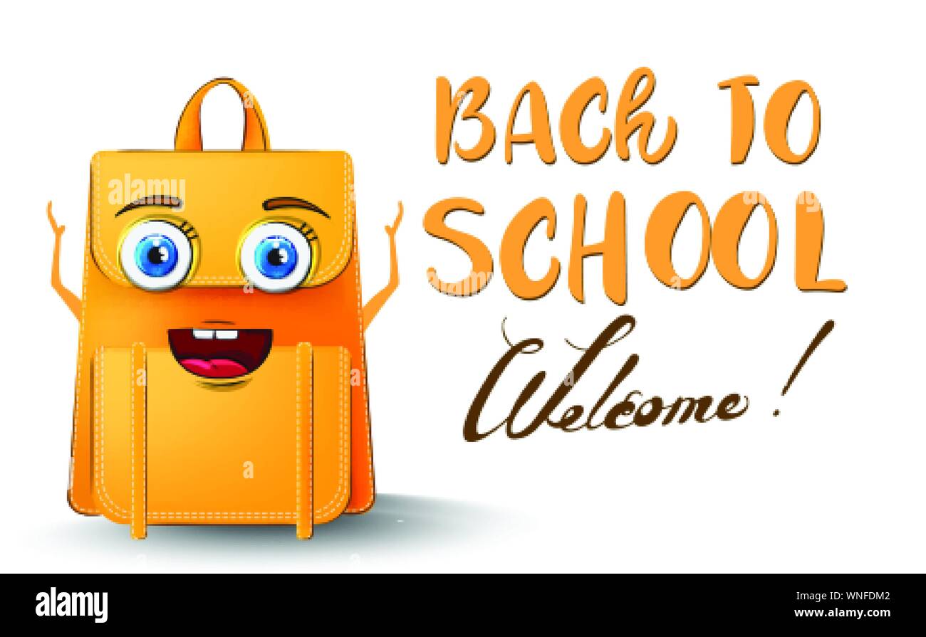 Backpack cartoon character back to school funny concept Stock Vector ...