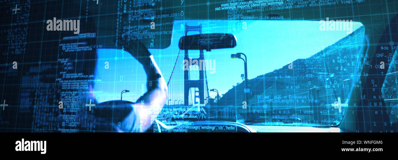 Composite image of blue matrix and codes Stock Photo - Alamy