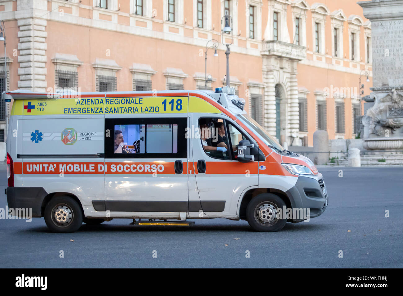 Rome, Italy - August 18, 2019: Ambulance transports sick to the ...