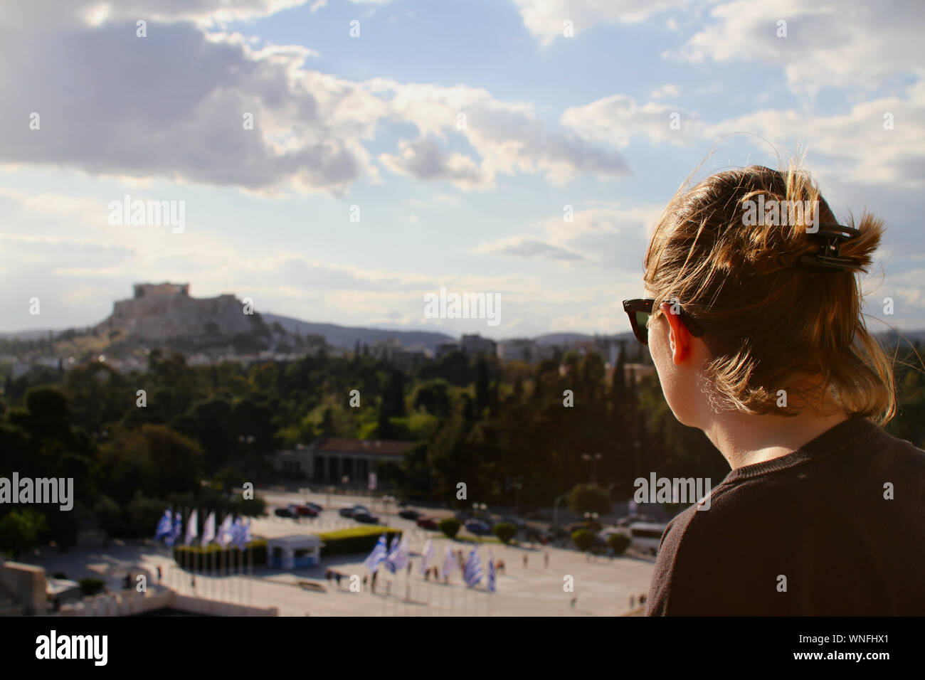 Woman looking at acropolis hi-res stock photography and images - Alamy