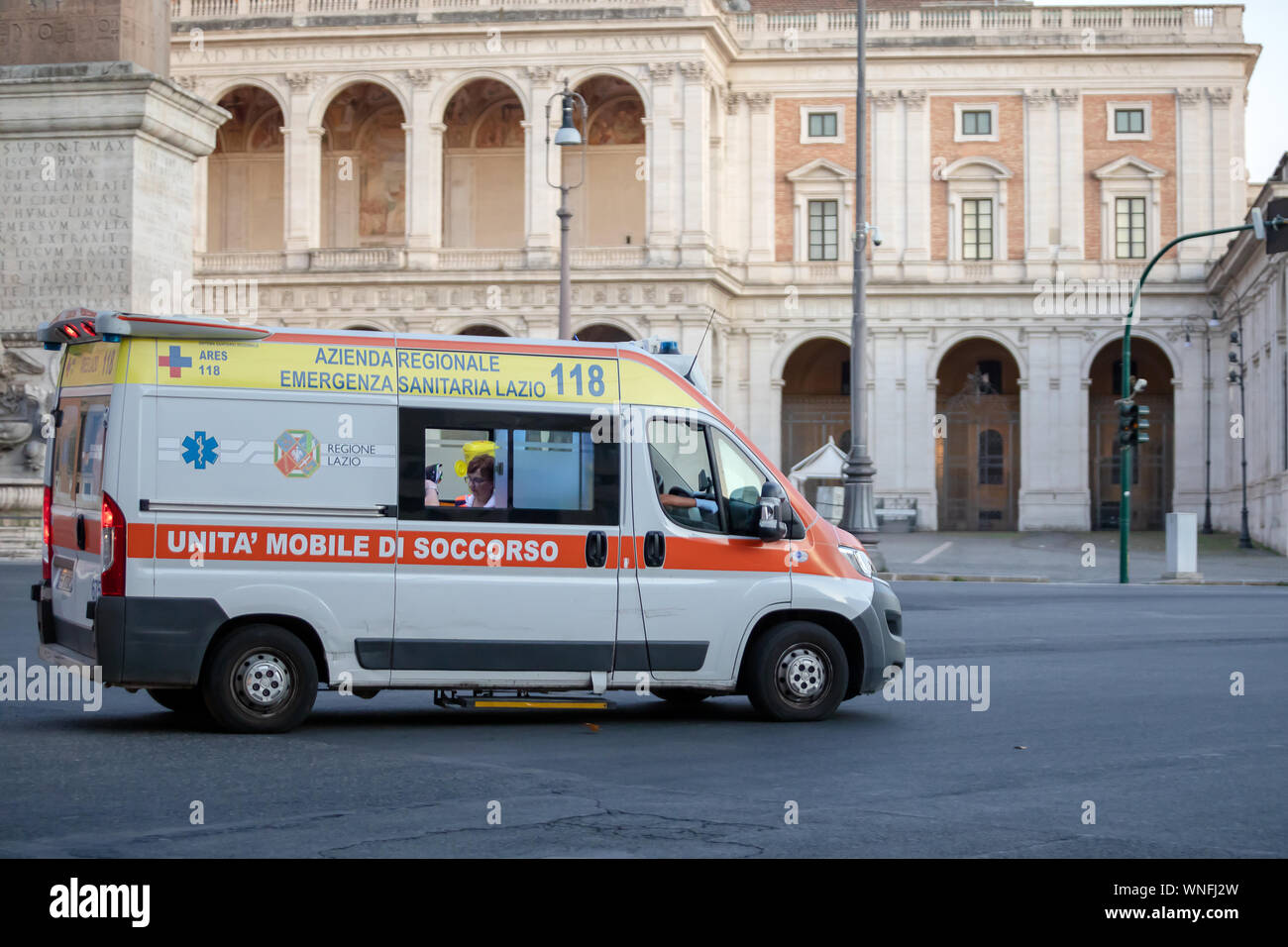 Rome, Italy - August 18, 2019: Ambulance transports sick to the ...