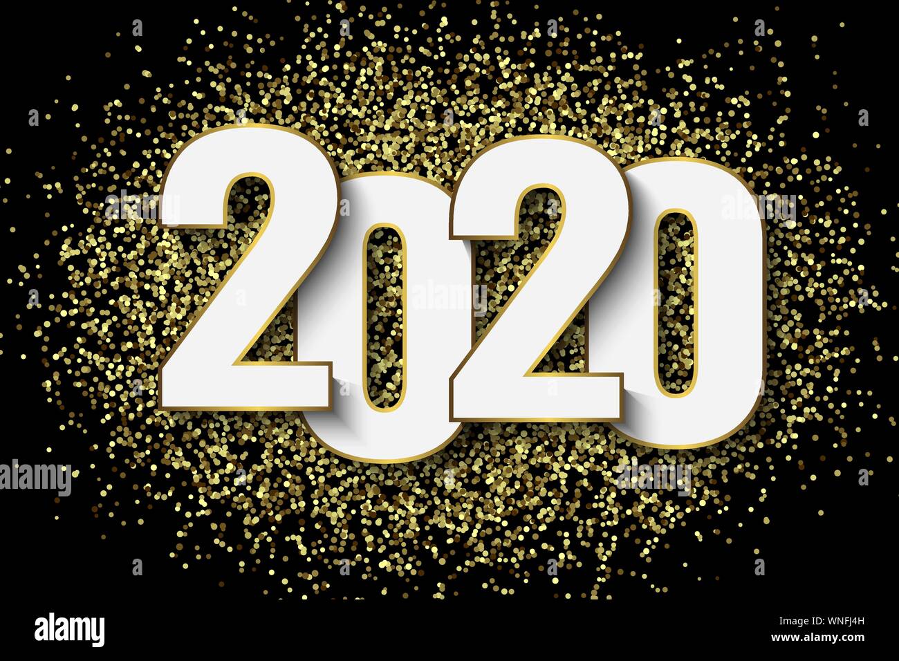 2020 New Year background with gold glitter confetti. Festive premium ...