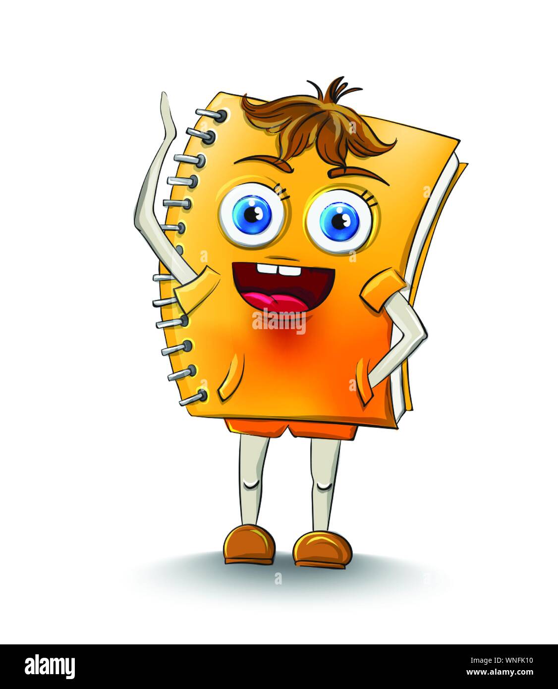 Notebook cartoon character Vector. Happy smilling school concept Stock ...
