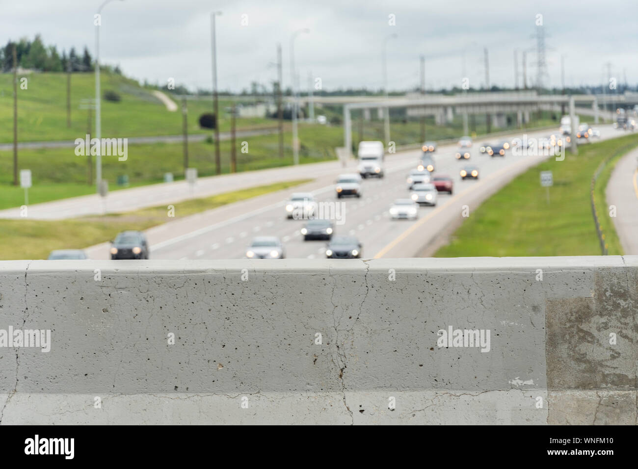 Early morning rush hour traffic from overhead bridge Stock Photo - Alamy