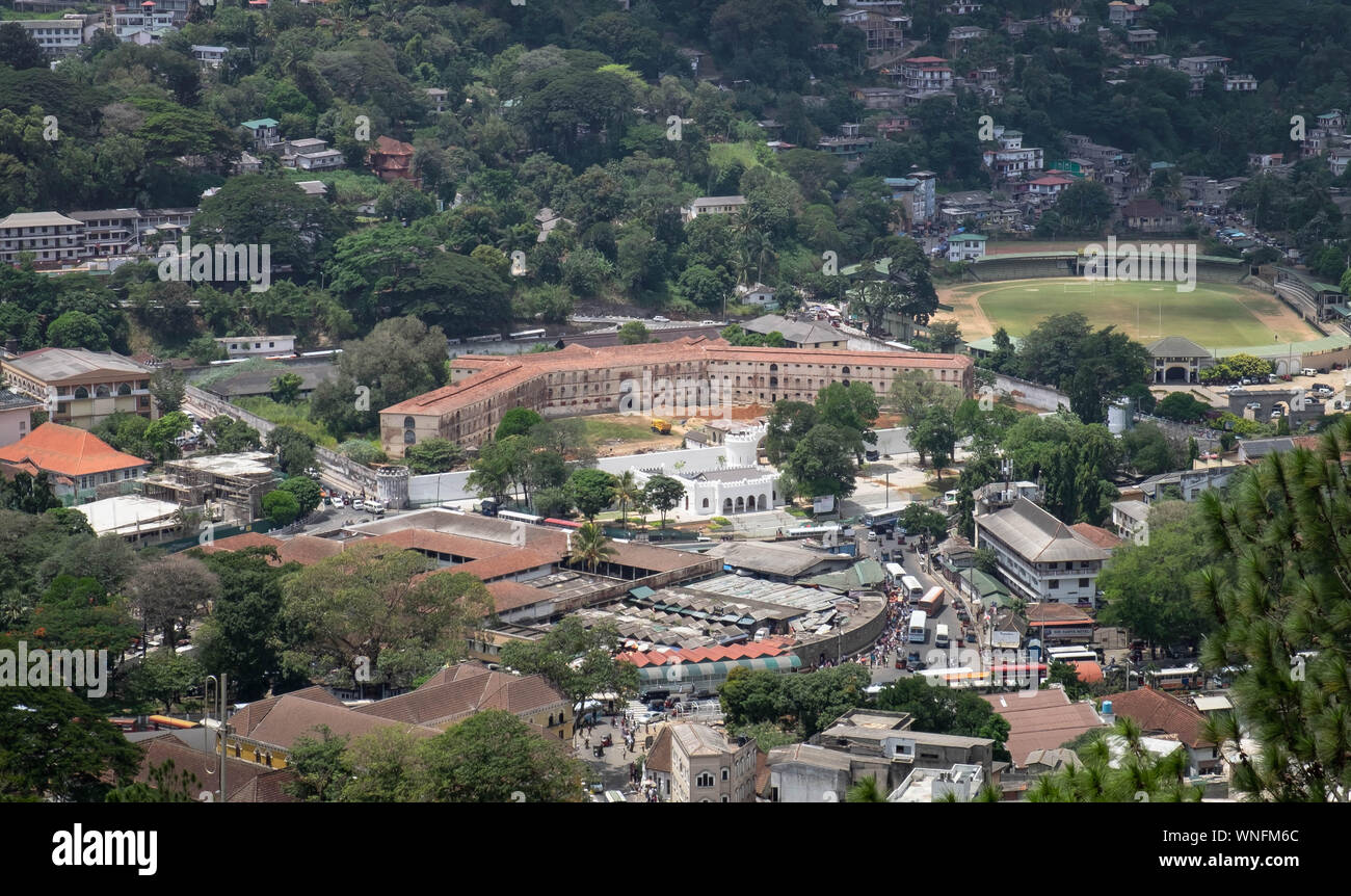 Kandy city aerial panoramic view from Bahirawakanda Sri Maha Bodhi ...