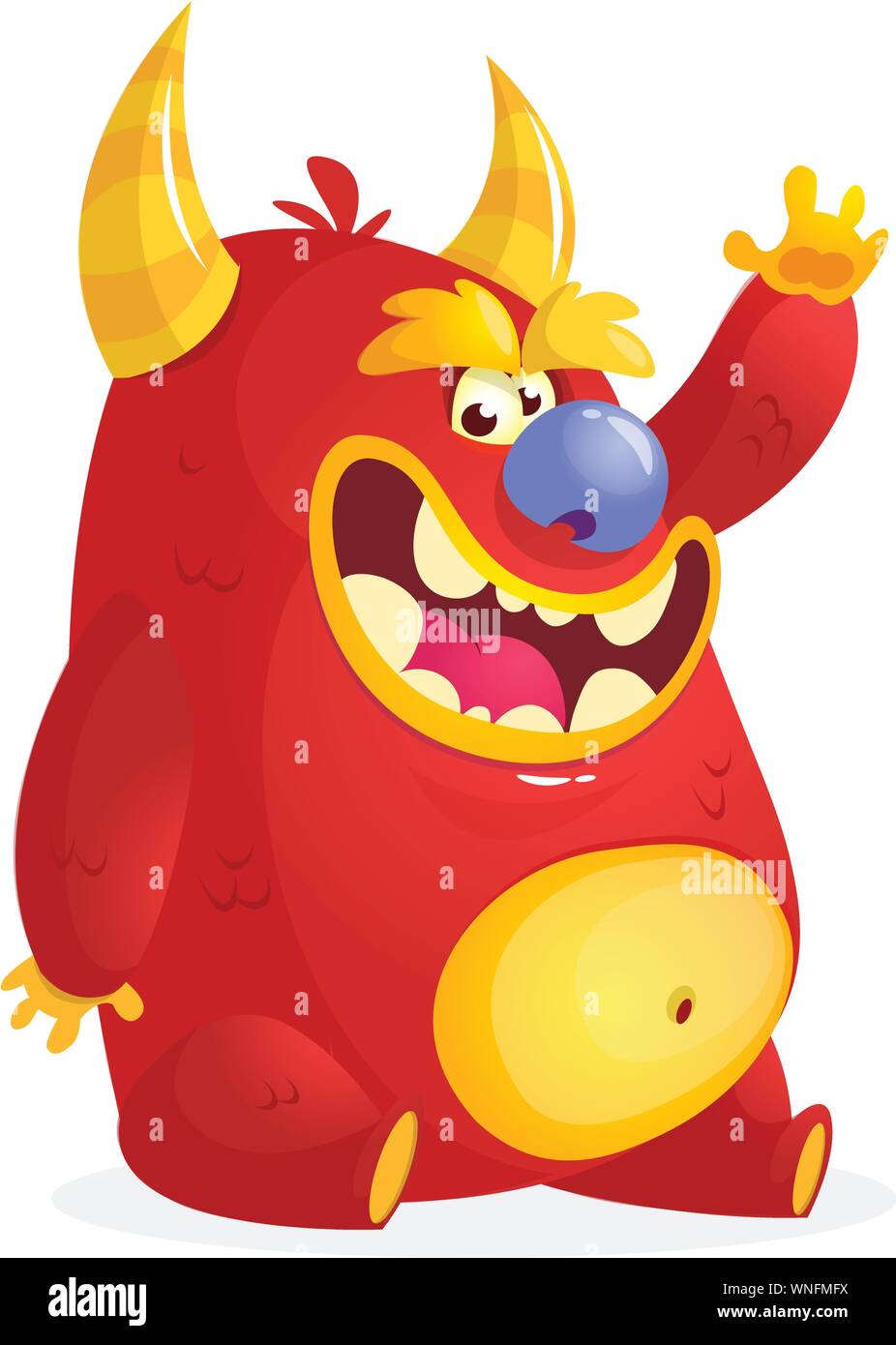 Cute cartoon monster. Halloween vector red monster Stock Vector Image ...