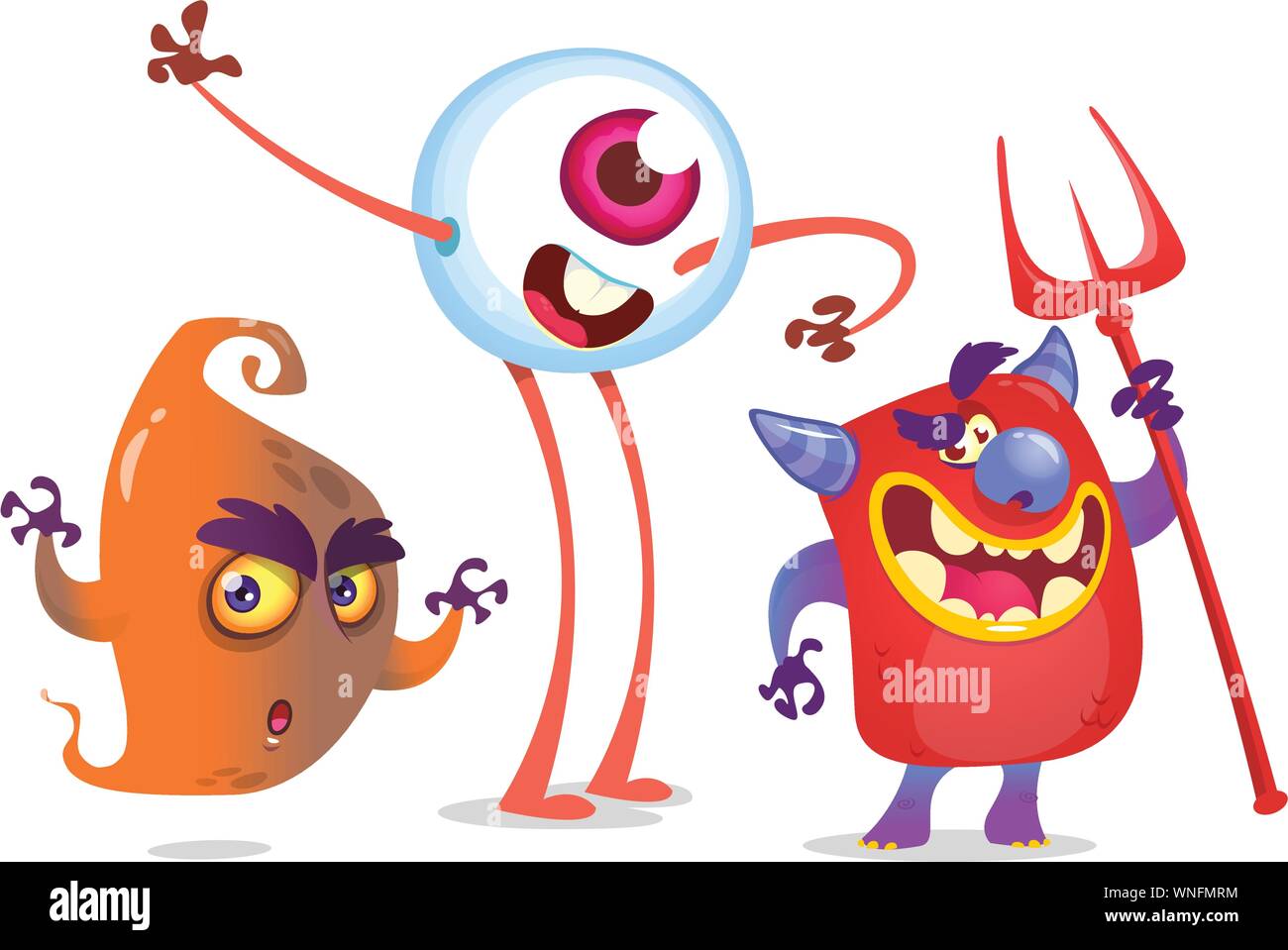 Cartoon Monsters. Vector set of ghost, devil and eye monster Stock ...