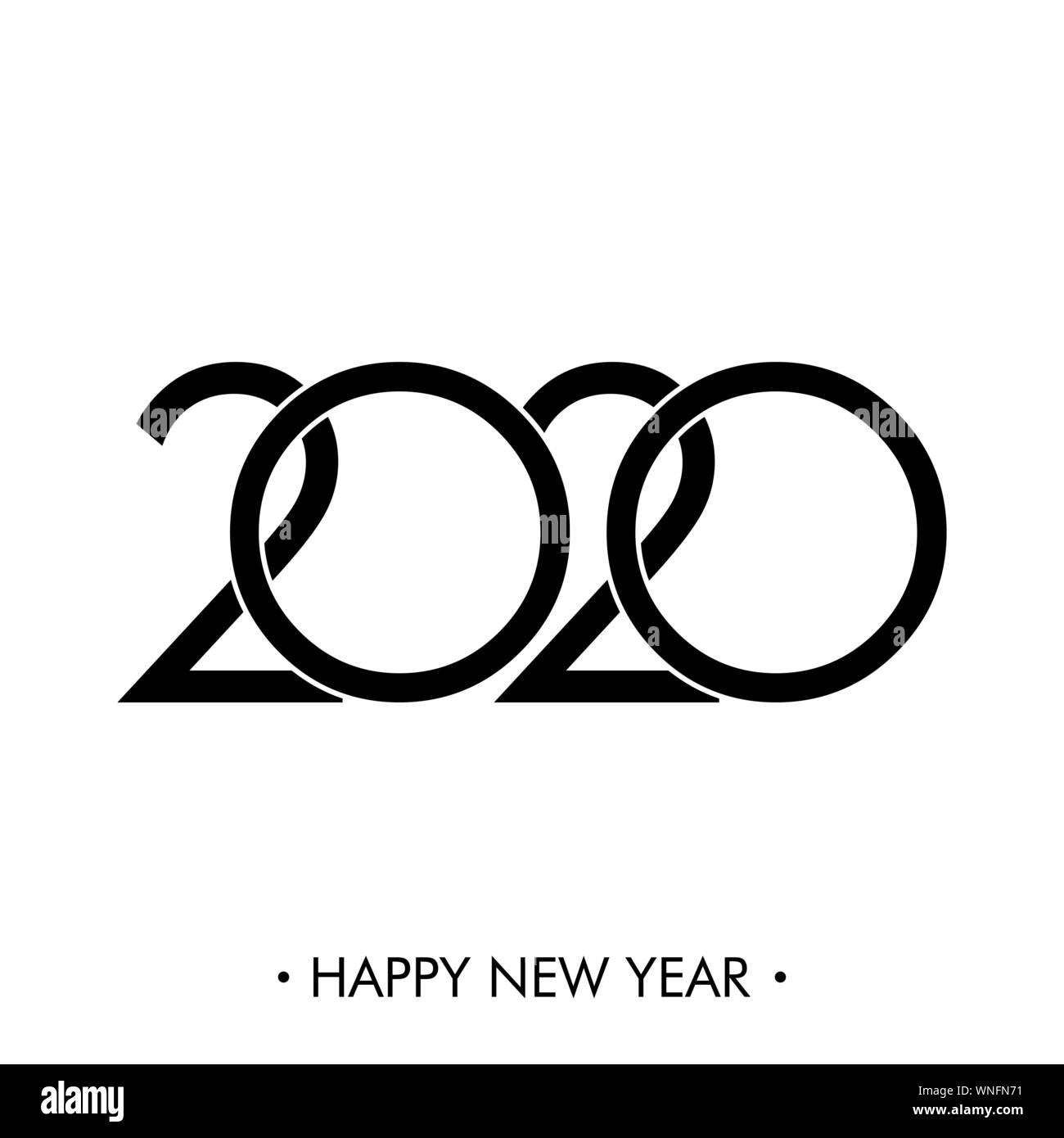 Happy New Year 2020 Text Design logo, Vector illustration Stock Vector ...