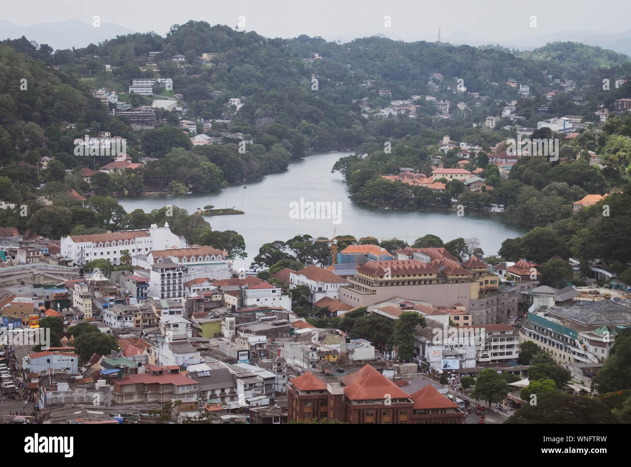 Kandy city aerial panoramic view from Bahirawakanda Sri Maha Bodhi ...