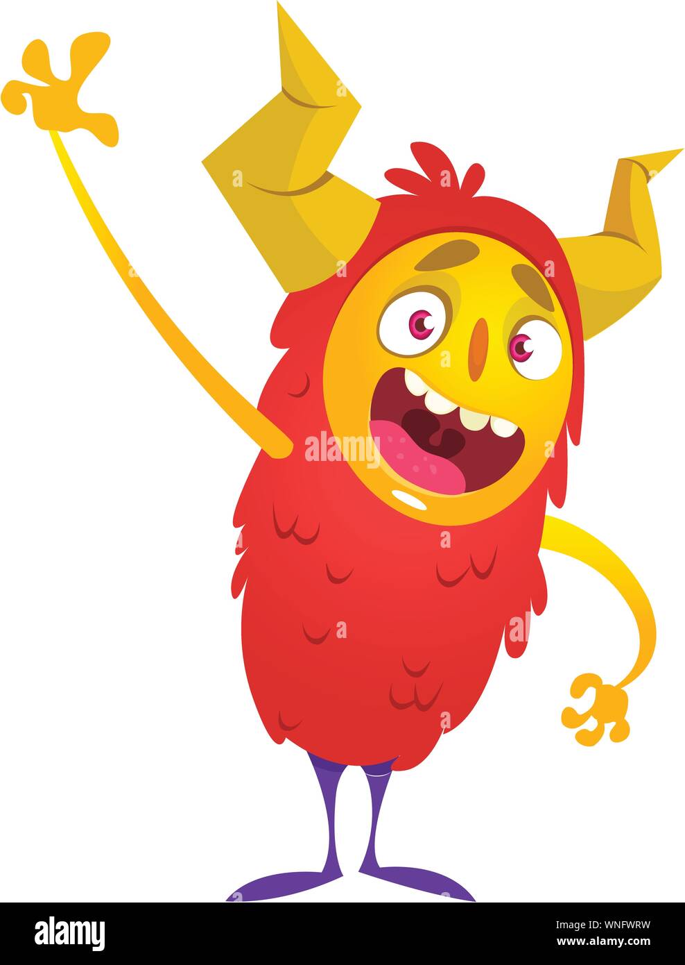 Cute cartoon monster. Halloween vector red monster Stock Vector Image ...
